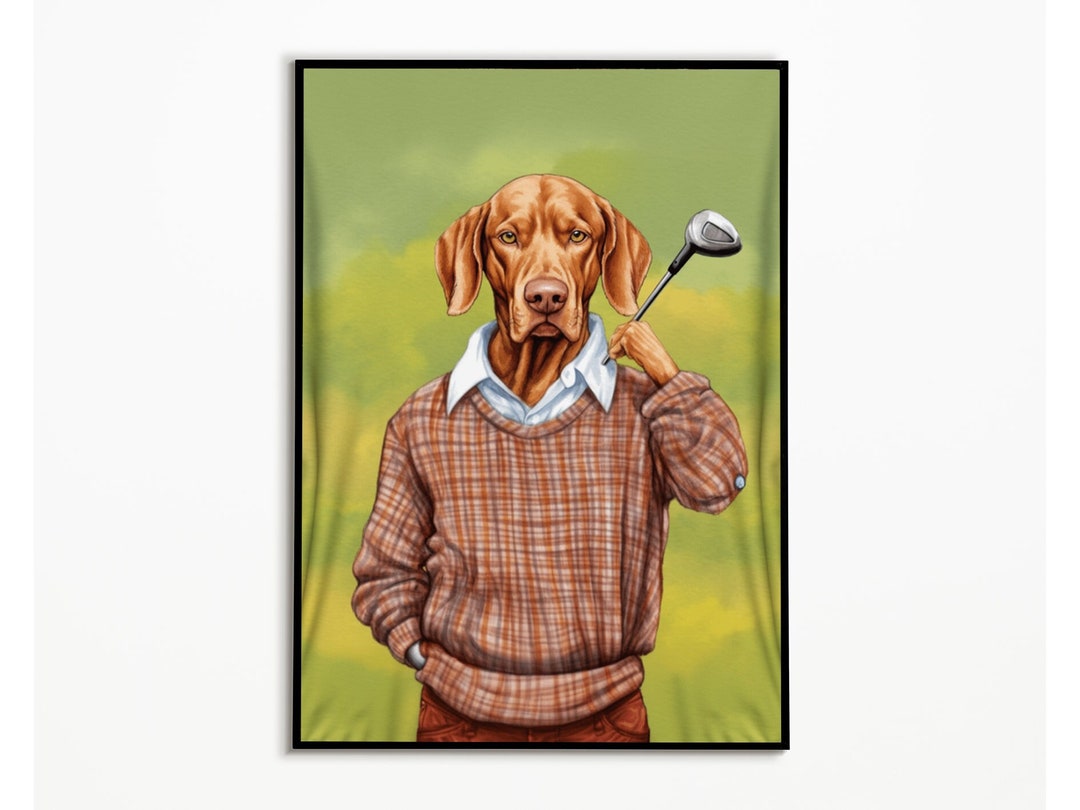 Vizsla Playing Golf, Funny Dog Picture, Digital Download, Gift Ideas ...