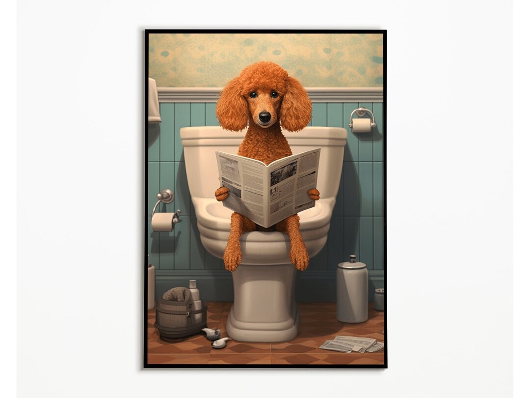 Apricot Poodle on the Toilet, Digital Download, Funny Dog Picture, Gift ...