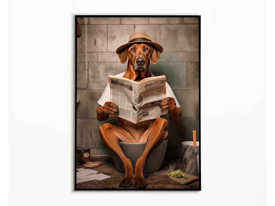 Rhodesian Ridgeback on the Toilet, Bathroom Poster, Digital Download ...