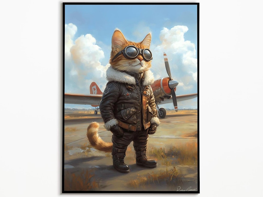Funny Cat Pilot Picture, Airplane Picture, Gift Ideas for Cat Owners ...
