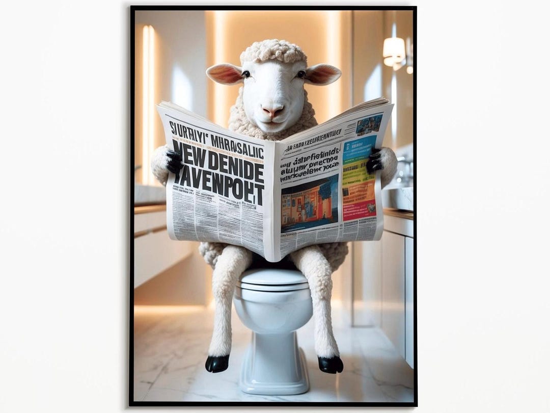Sheep on the Toilet, Bathroom Ideas Pictures, Funny Animal, Digital ...
