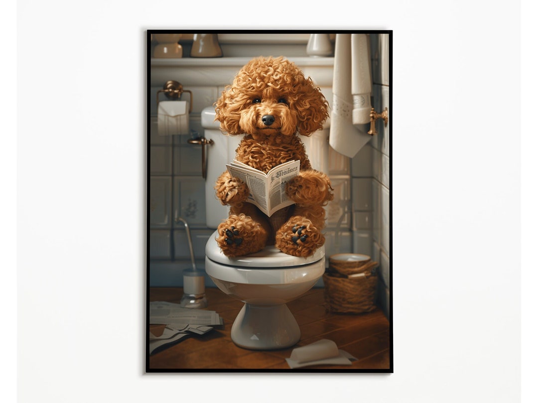 Apricot Poodle on the Toilet, Digital Download, Funny Dog Picture, Gift ...