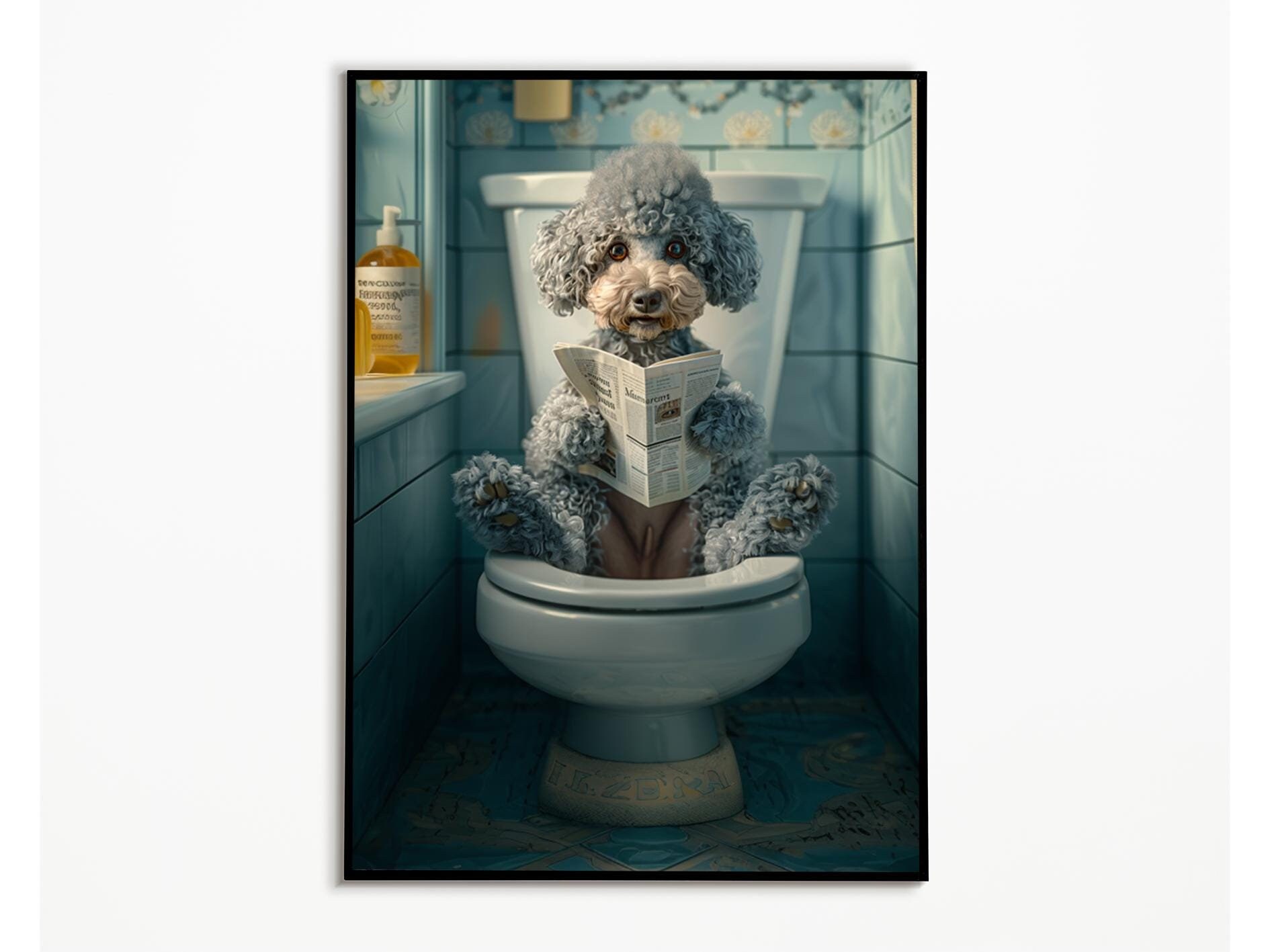 Toy Poodle Sitting on the Toilet, Bathroom Pictures, Digital Download ...
