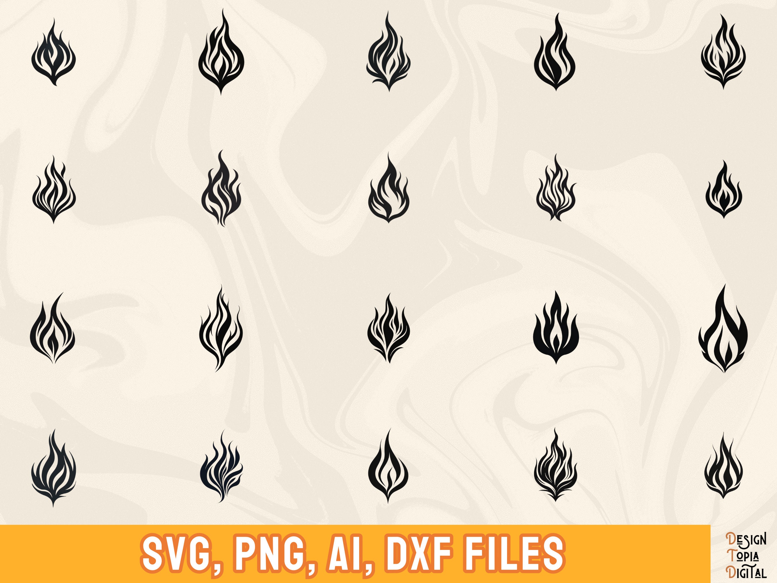 Fire Flame Svg Bundle, Flame Silhouette Cut Files for Clipart, PNG SVG ...