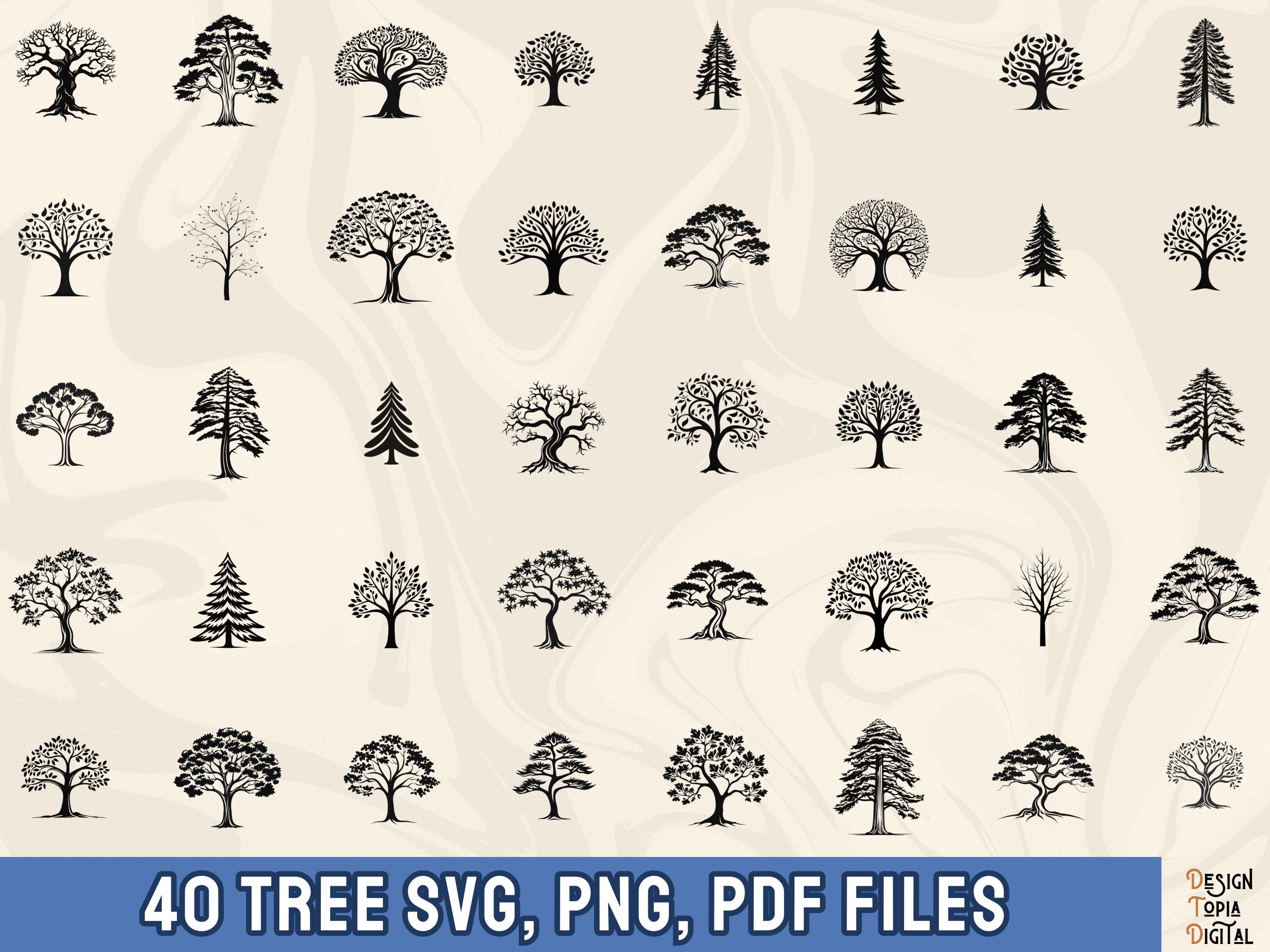 Nature Silhouette Svg Bundle Tree Cut Files for Clipart PNG - Etsy