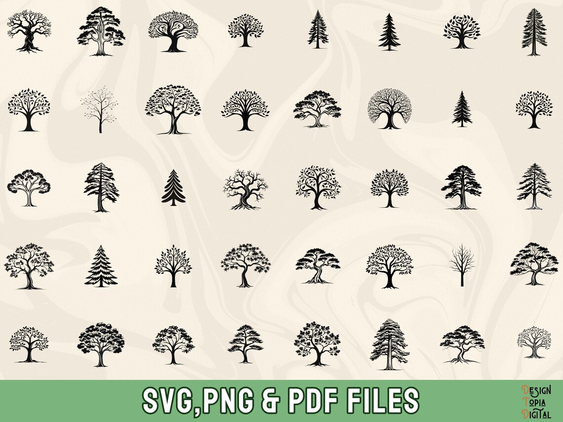 Tree Silhouette Svg Bundle Tree Cut Files for Clipart PNG - Etsy Australia