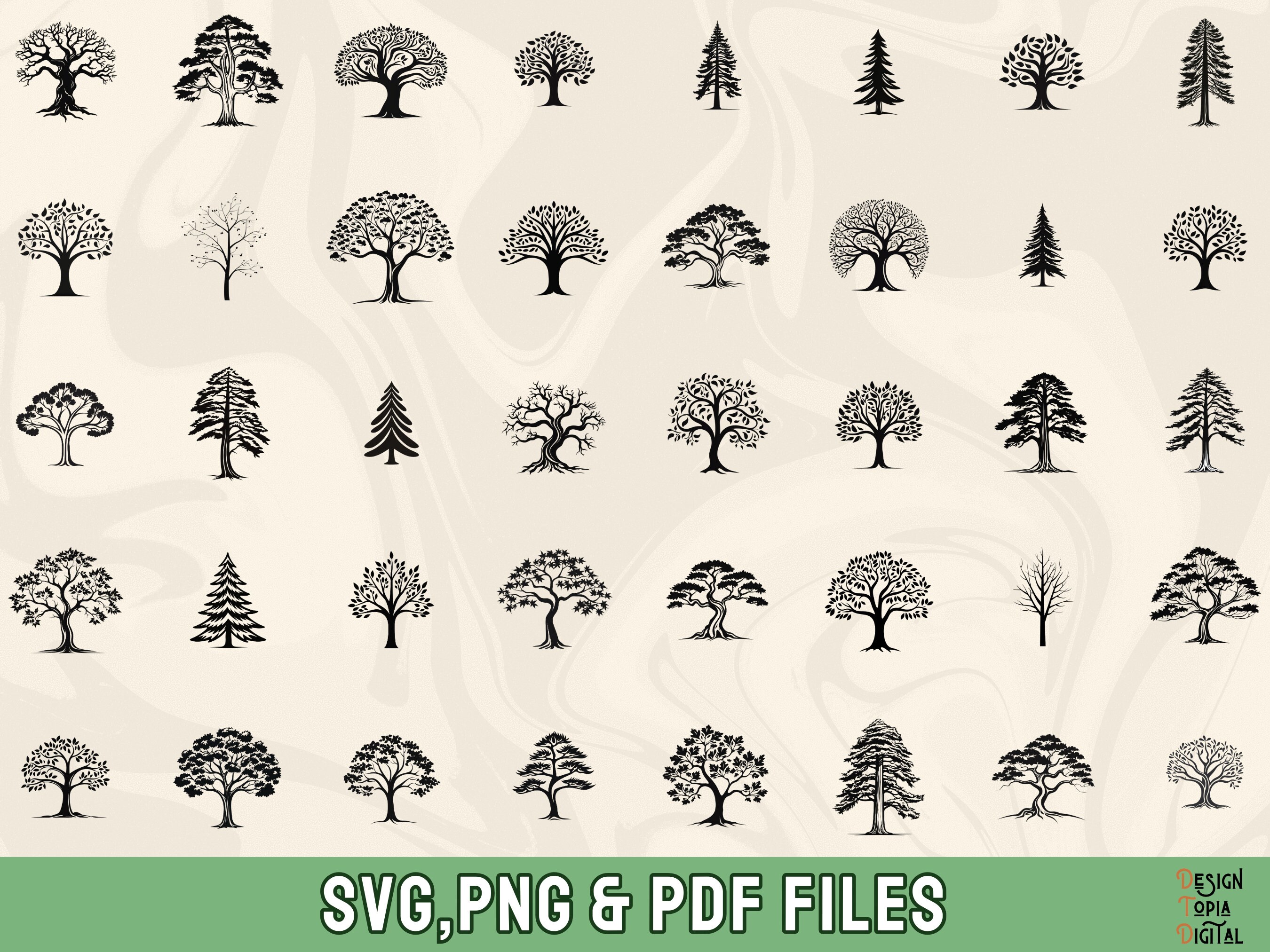 Tree Silhouette Svg Bundle Tree Cut Files for Clipart PNG - Etsy Australia