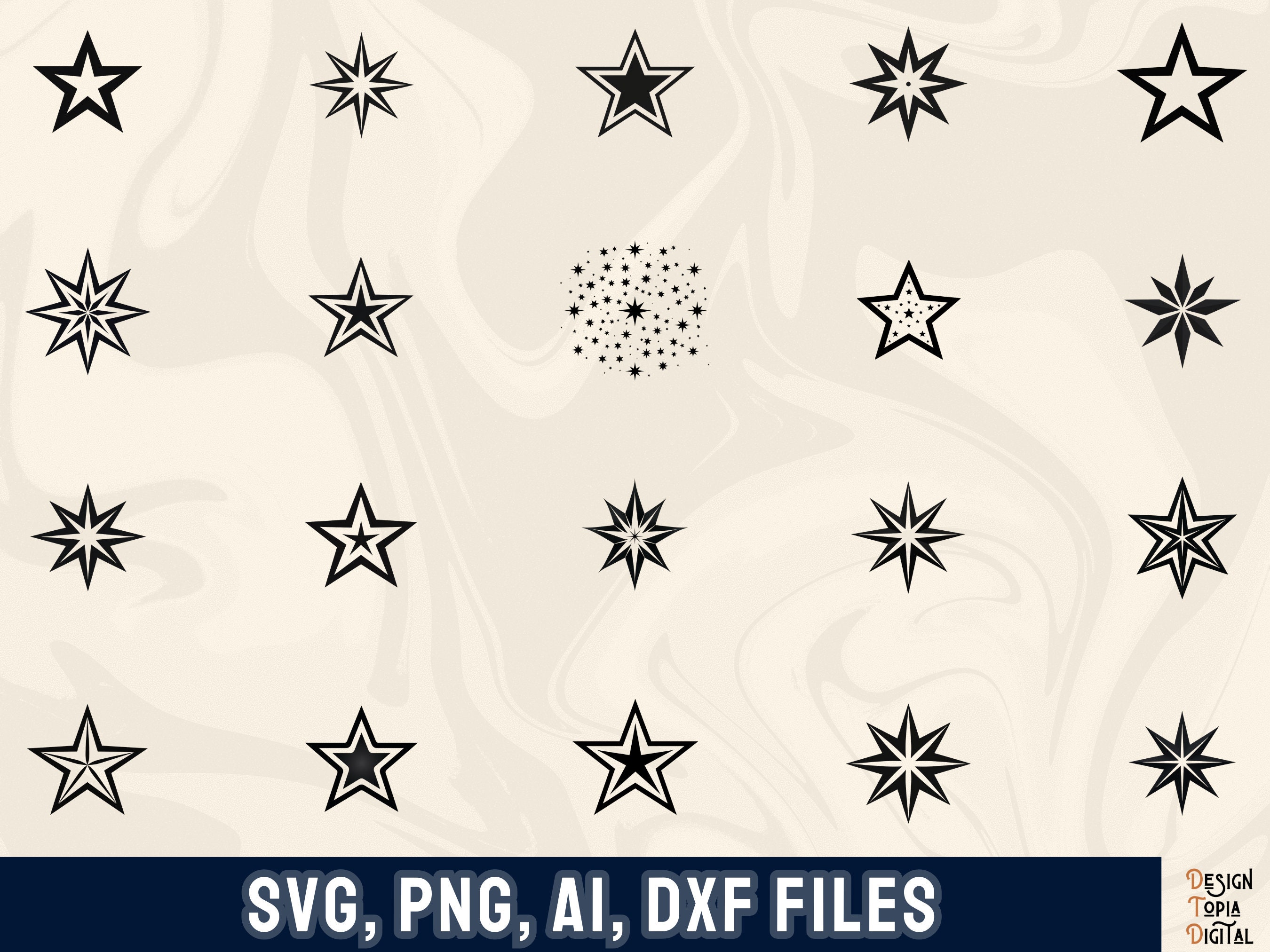 Stars Svg Bundle Star Cut Files for Clipart 20 SVG PNG - Etsy