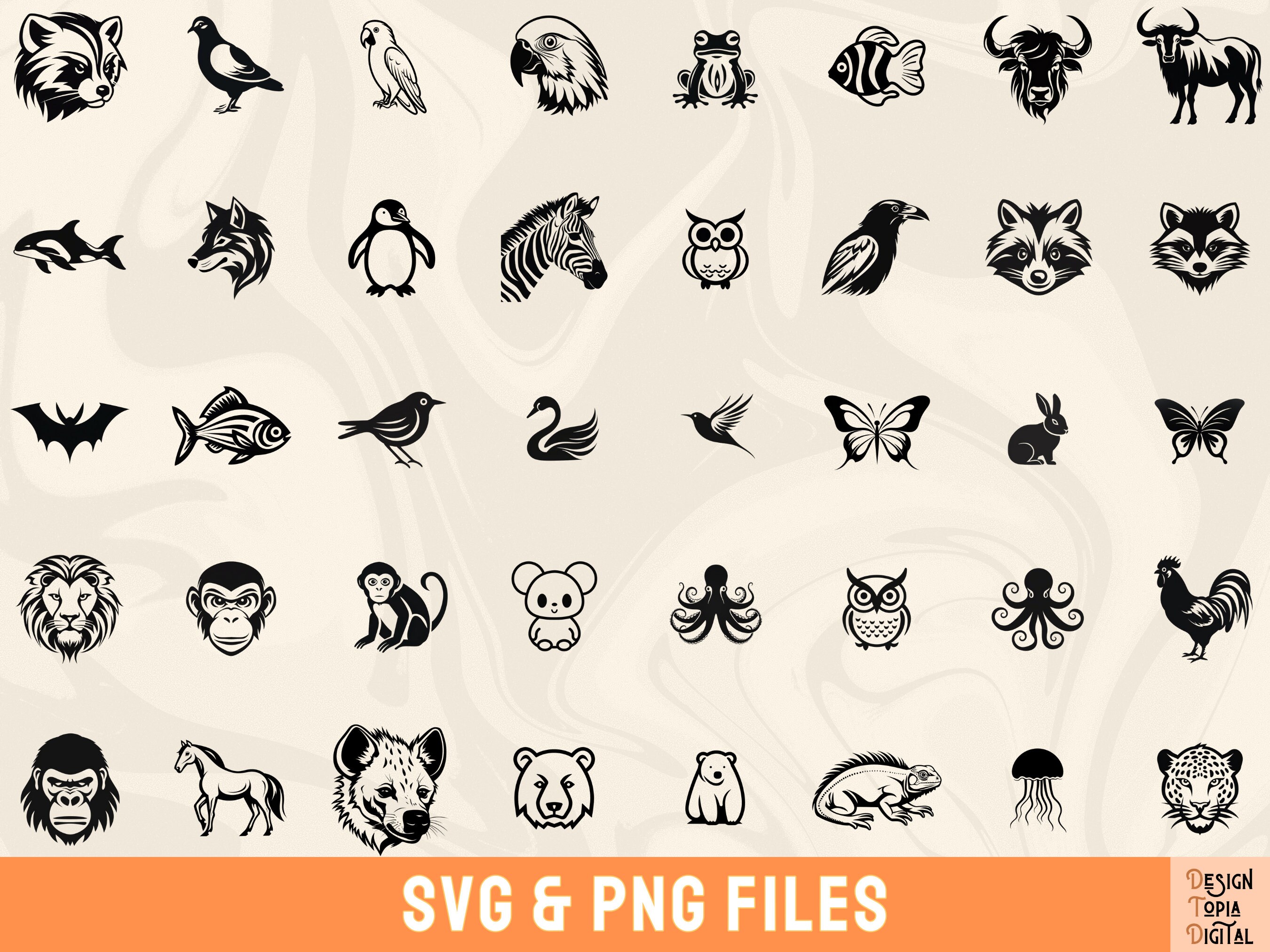 Animal Bundle, Animal Clipart, PNG SVG Bundle, Wild Animal Png Design ...