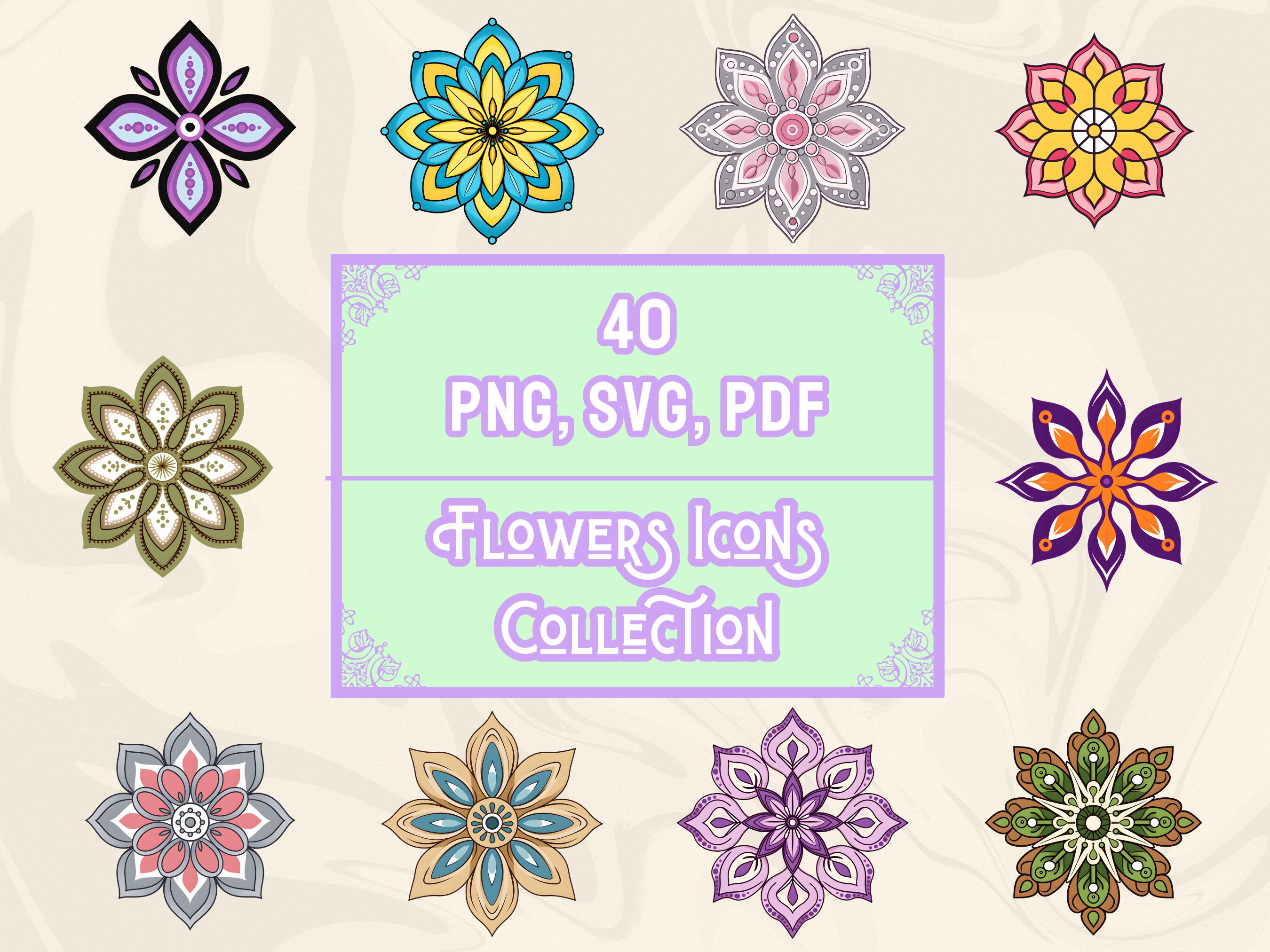 Flower Icon PNG SVG Bundle Flower Clipart Colorful Flower - Etsy