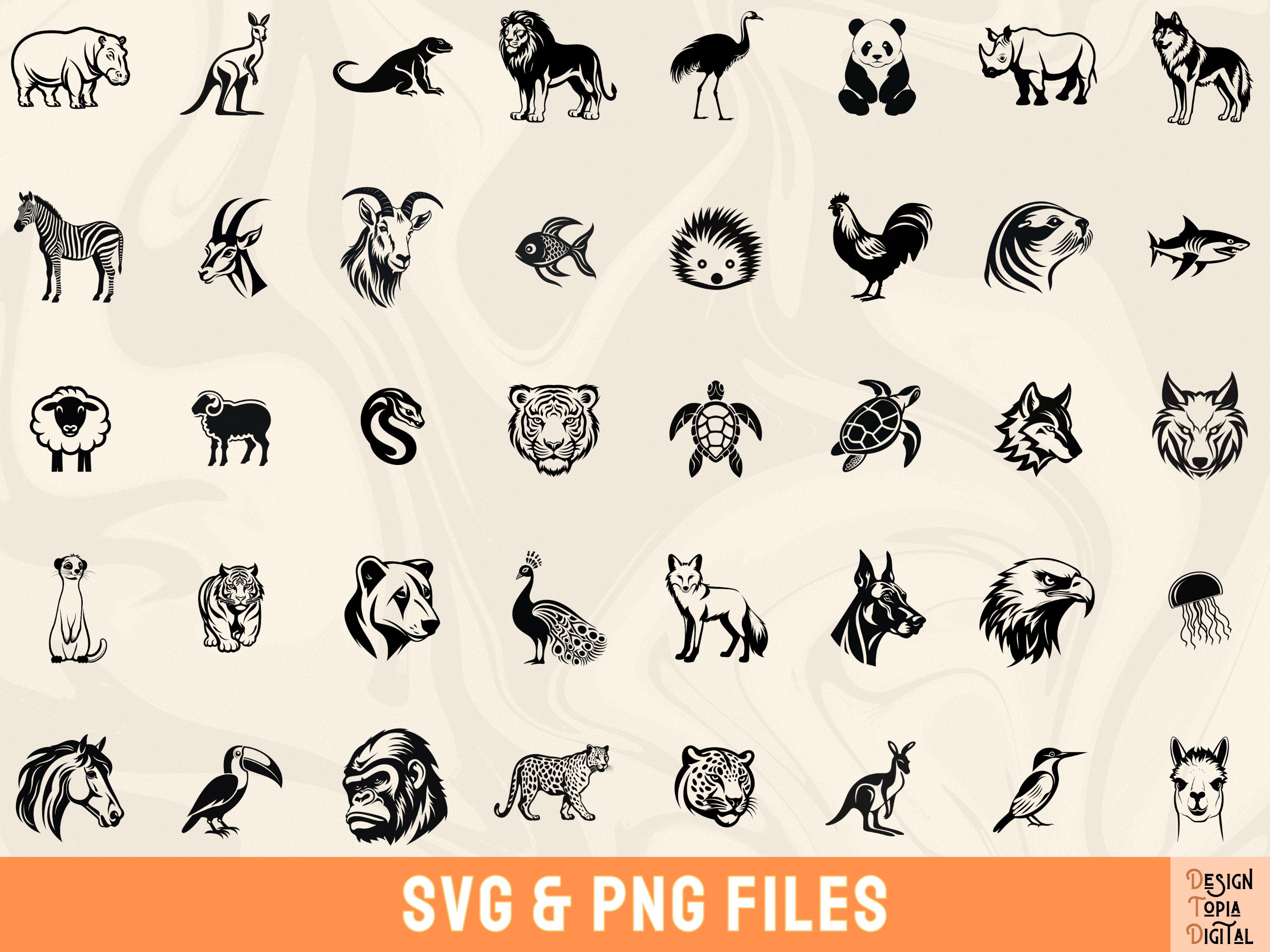 Animal Bundle, Animal Clipart, PNG SVG Bundle, Wild Animal Png Design ...