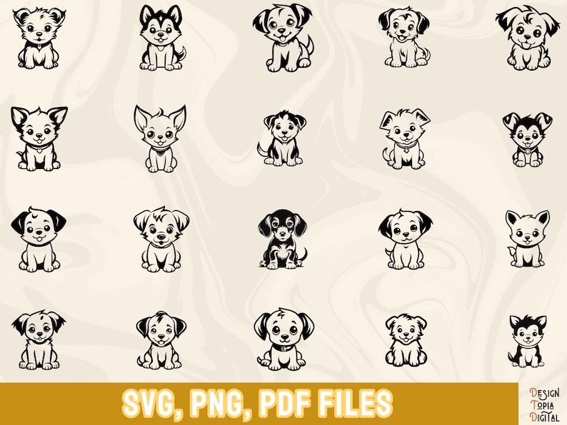 Cute Puppy Silhouette Clipart PNG SVG Bundle 20 Cute Puppy - Etsy