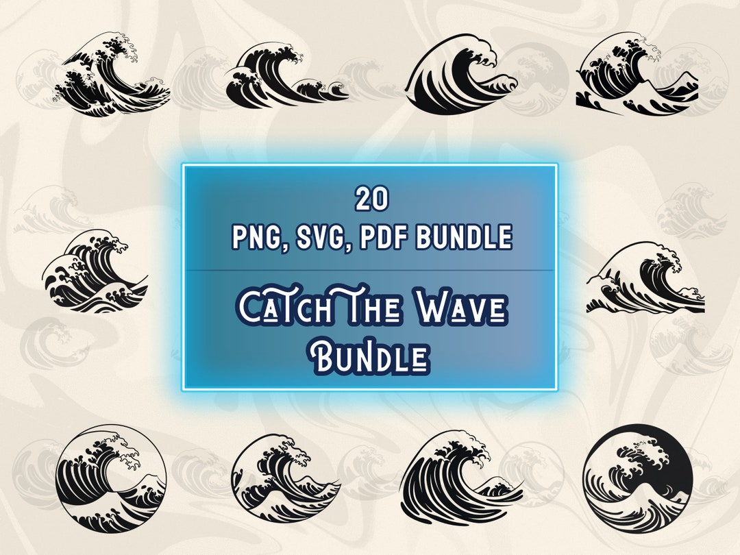 Wave Silhouette Svg Bundle Wave Cut Files for Clipart PNG - Etsy