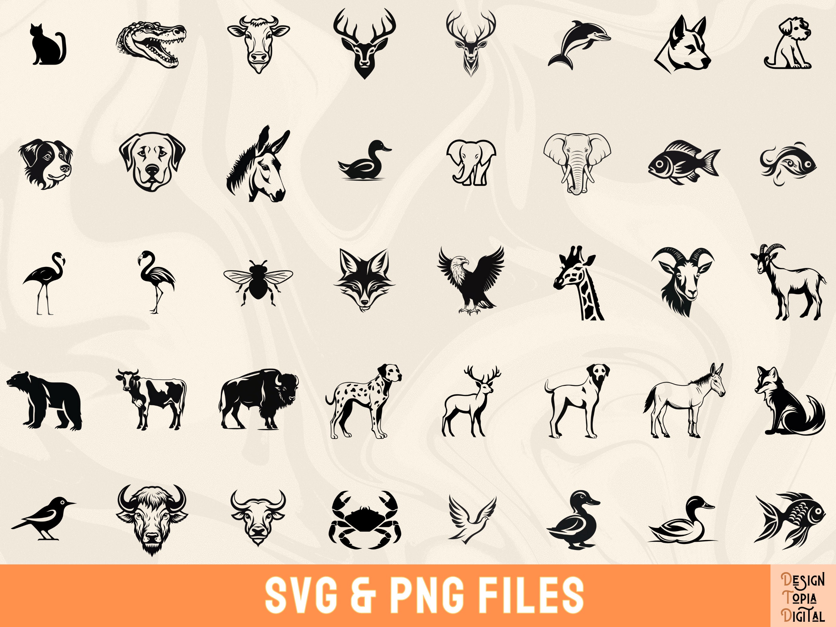 Animal Bundle, Animal Clipart, PNG SVG Bundle, Wild Animal Png Design ...