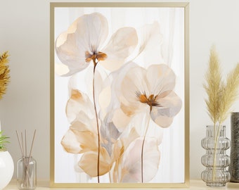 Modern Leaf Print Beige Botanical Print Tropical Wall Art - Etsy