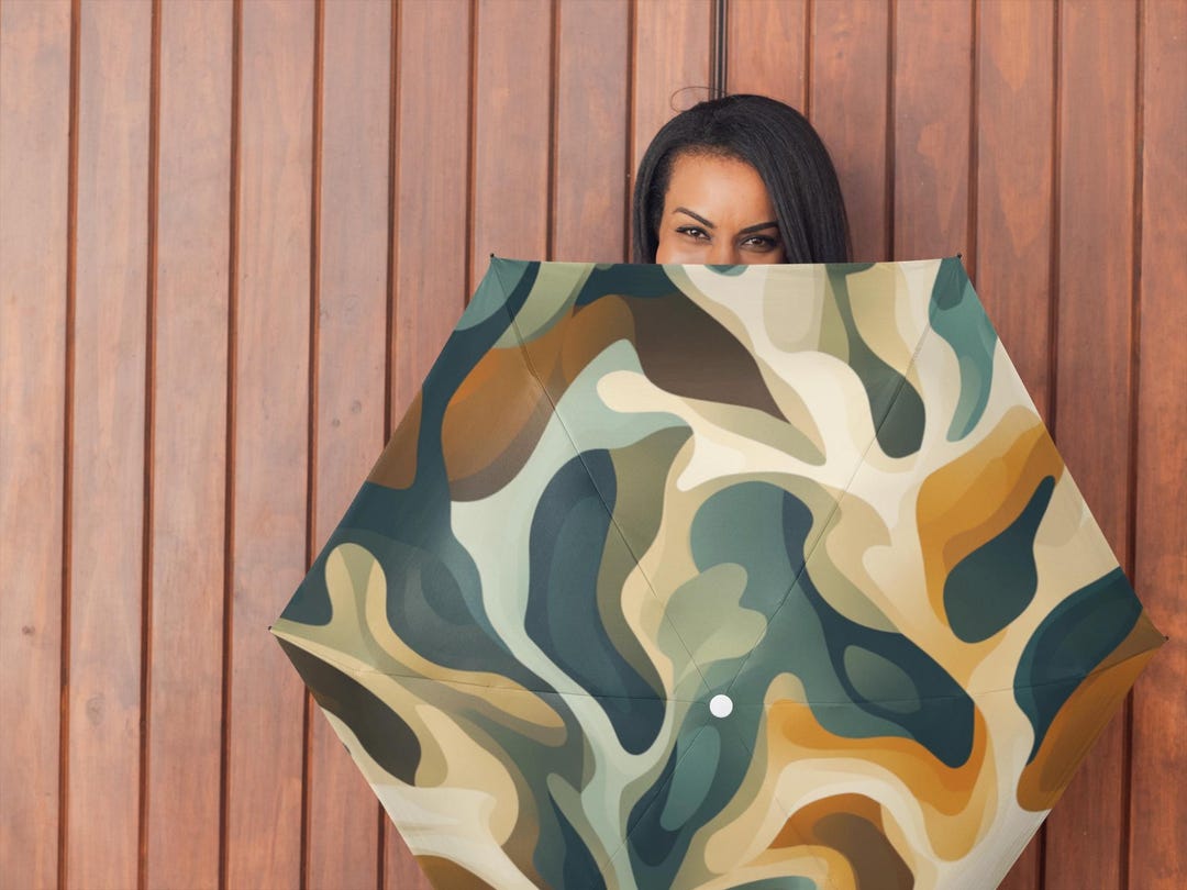 Abstract Camo Umbrella | Stylish Foldable Rain Gear, Travel Essential ...