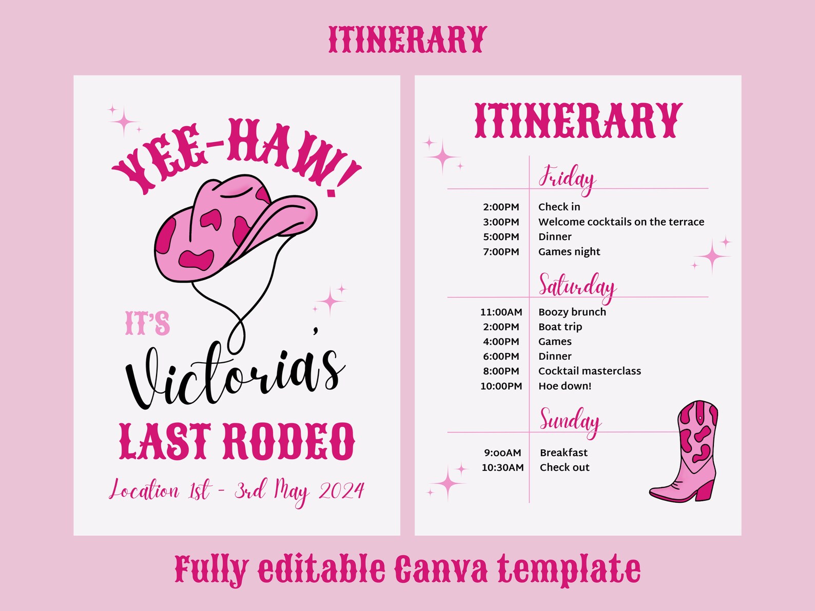 Last Rodeo Hen Do Bachelorette Ultimate Bundle Invitation Itinerary ...