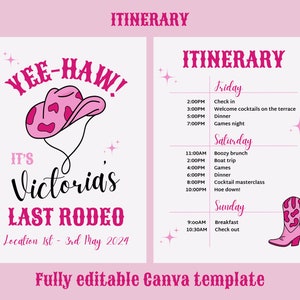 Last Rodeo Hen Do Bachelorette Ultimate Bundle Invitation Itinerary ...