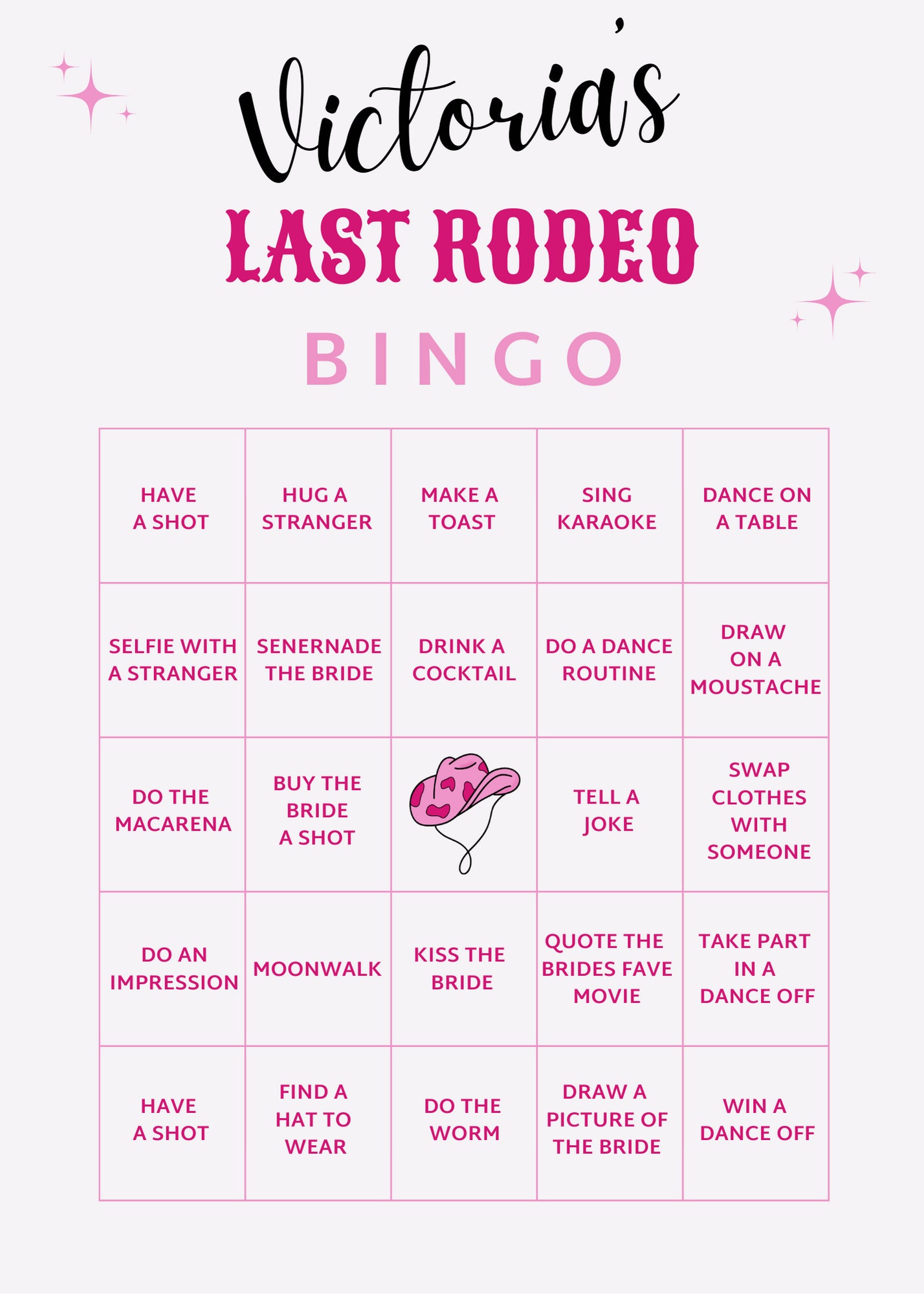 Last Rodeo Bachelorette Hen Party Bingo Game Template - Etsy