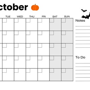 Printable Blank Calendar, Fillable Planner, Monthly Organiser, Digital ...