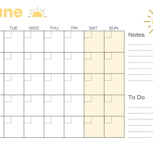 Printable Blank Calendar, Fillable Planner, Monthly Organiser, Digital ...