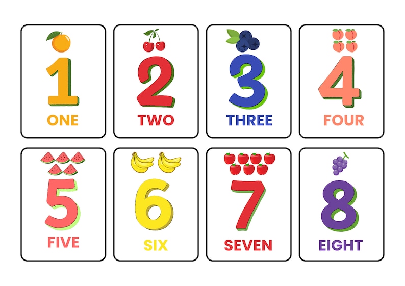 Printable Numbers and Shapes Flashcards Set, Educational Learning Cards ...