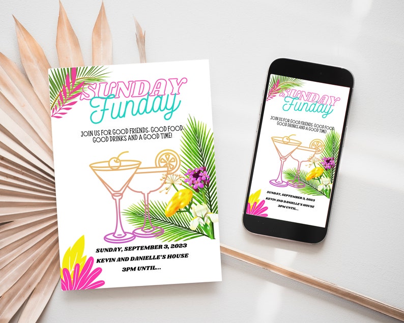Editable Sunday Funday Adult Party, Personalized Instant Download for ...