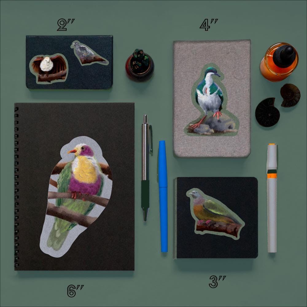 Avian August 2024 Days 1-5 Die Cut Stickers, Original Art - Etsy