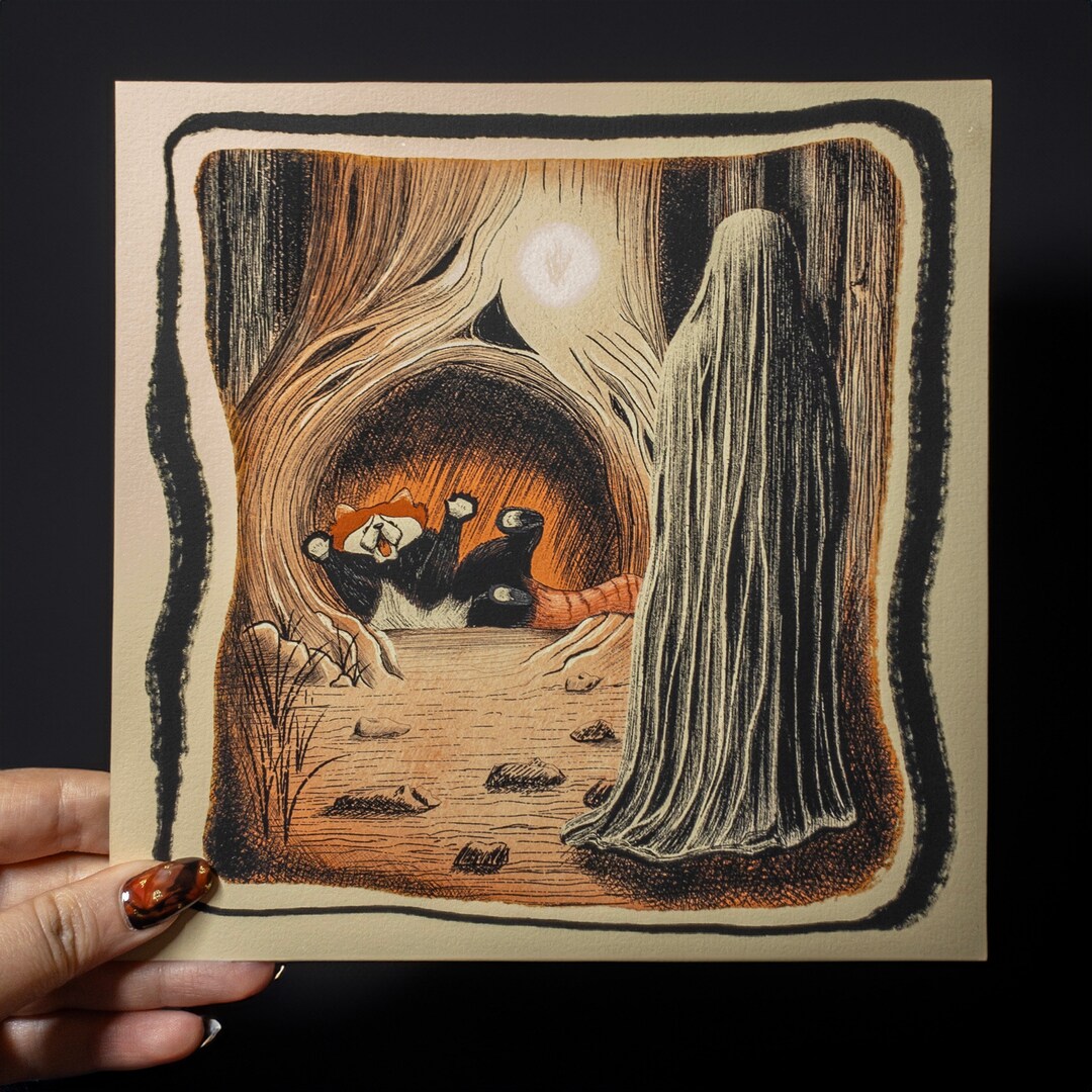 Sheet Ghost Panda Scare - Fine Art Print - Edition Etching Paper - Etsy