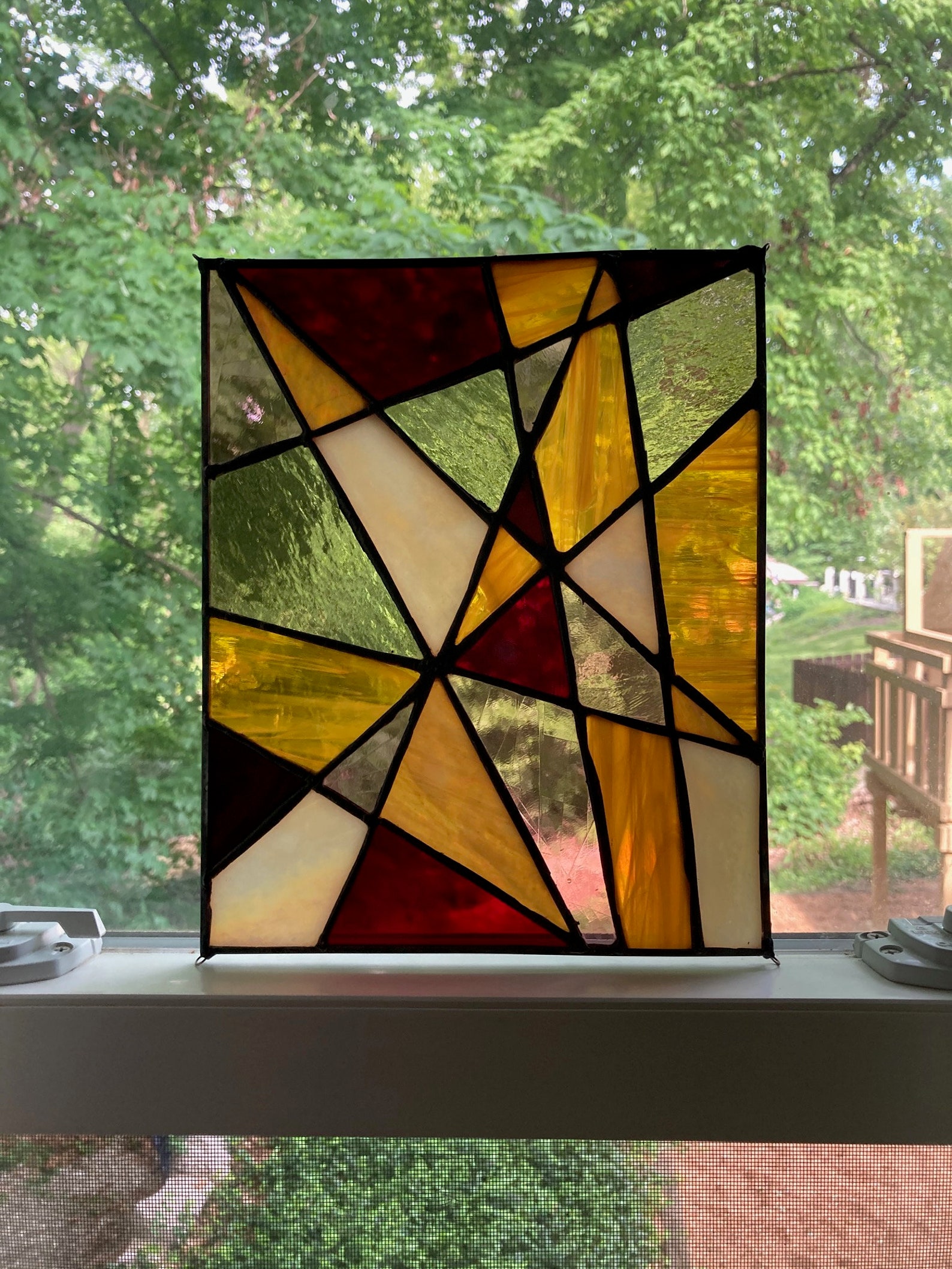 Abstract Lines Stained Glass Panel - Etsy