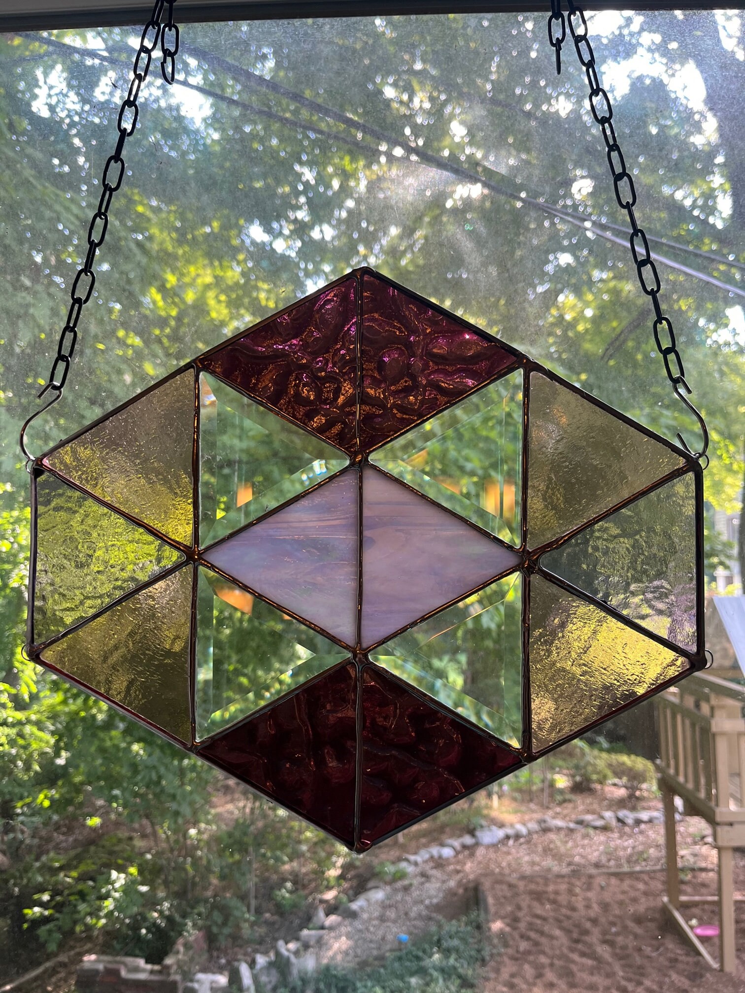 Purple Thing Stained Glass Hexagon Panel - Etsy