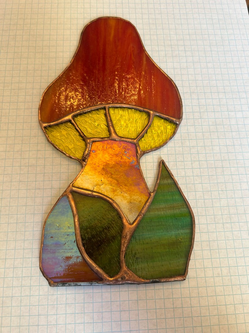 Mushroom Stained Glass Sun Catcher red - Etsy
