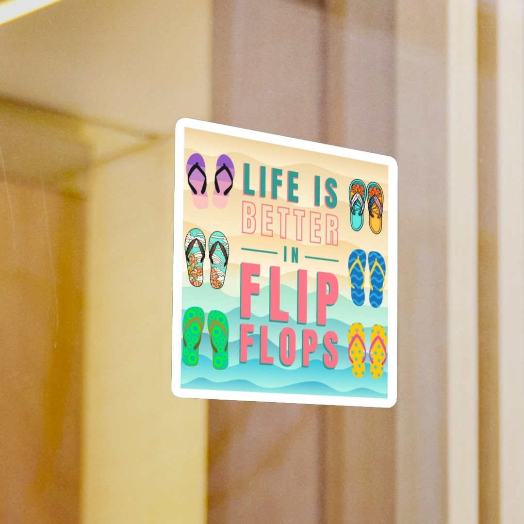 Cute Flip Flop Vinyl Decal Water Resistant Sticker Beach Water Bottle ...