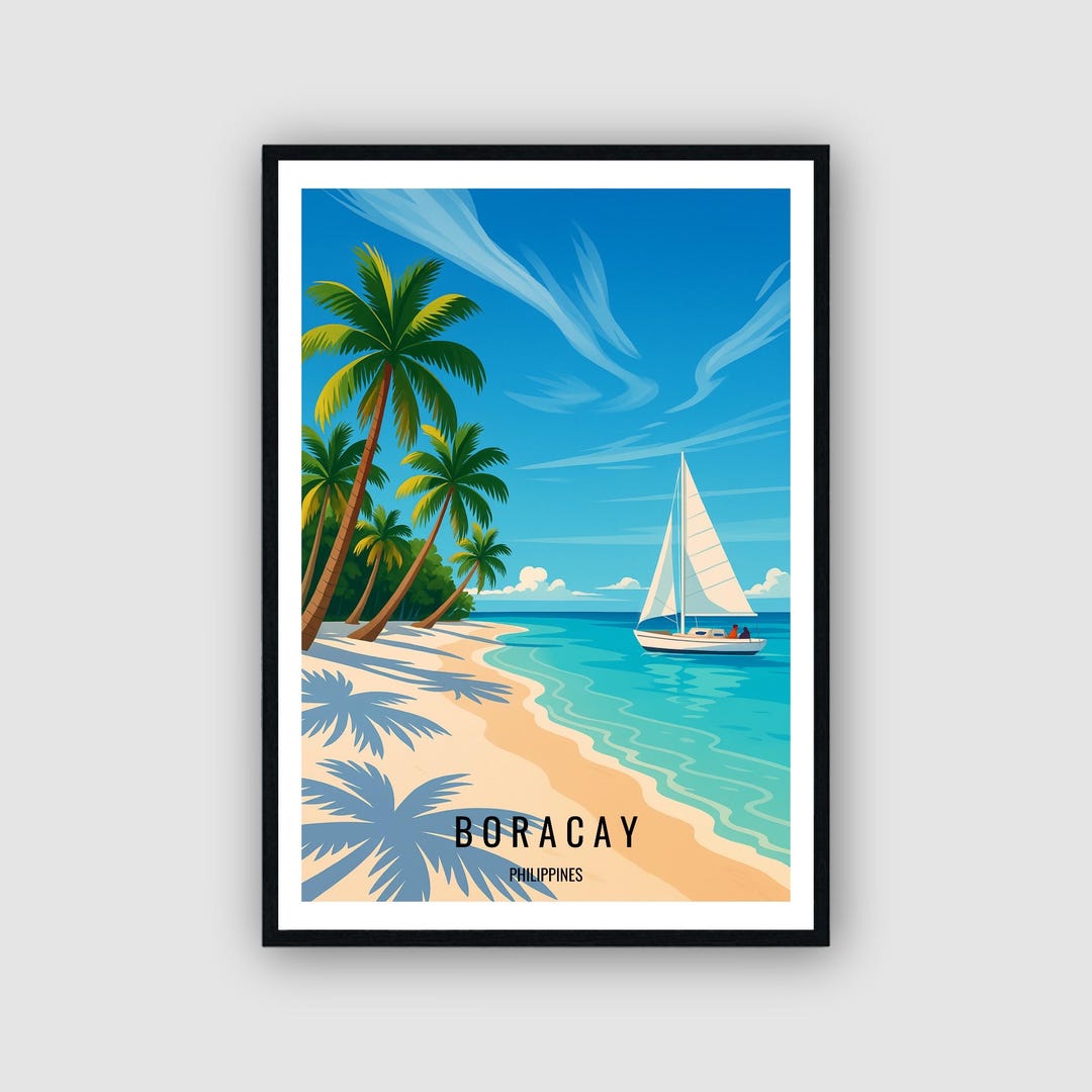 Boracay Philippines Travel Poster Boracay Print Wall Art Philippines Illustration Home Decor ...