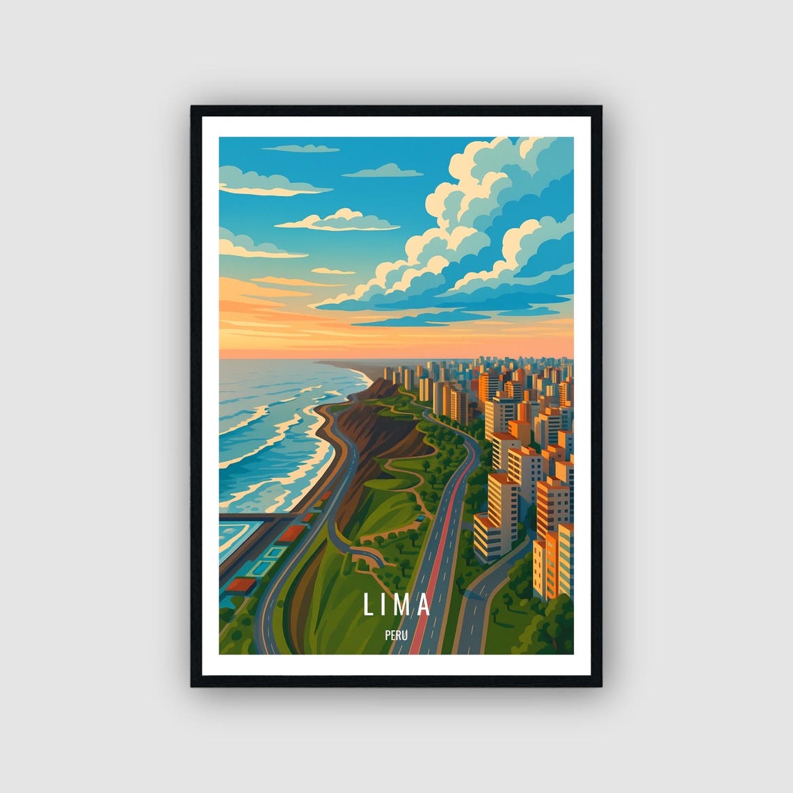 Lima Travel Poster Lima Print Wall Art Peru Illustration Home Decor ...