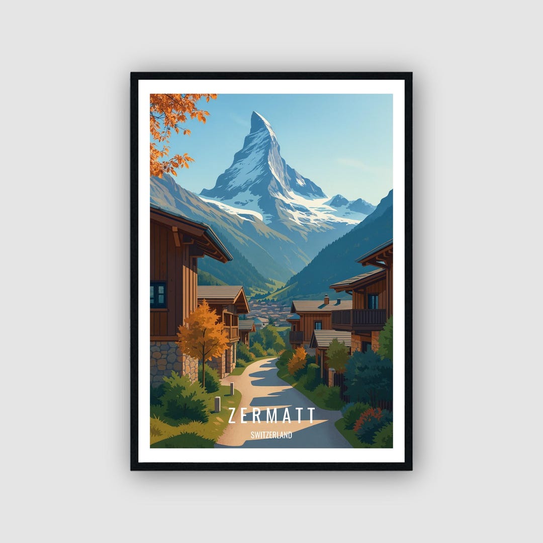 Zermatt Switzerland Travel Poster Zermatt Print Wall Art Switzerland ...