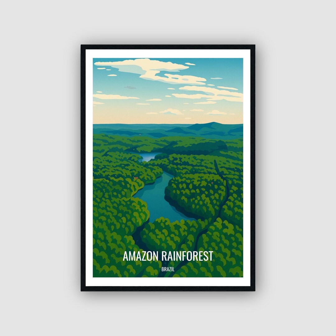 Amazon Rainforest Travel Poster Amazon Rainforest Print Wall Art Brazil ...