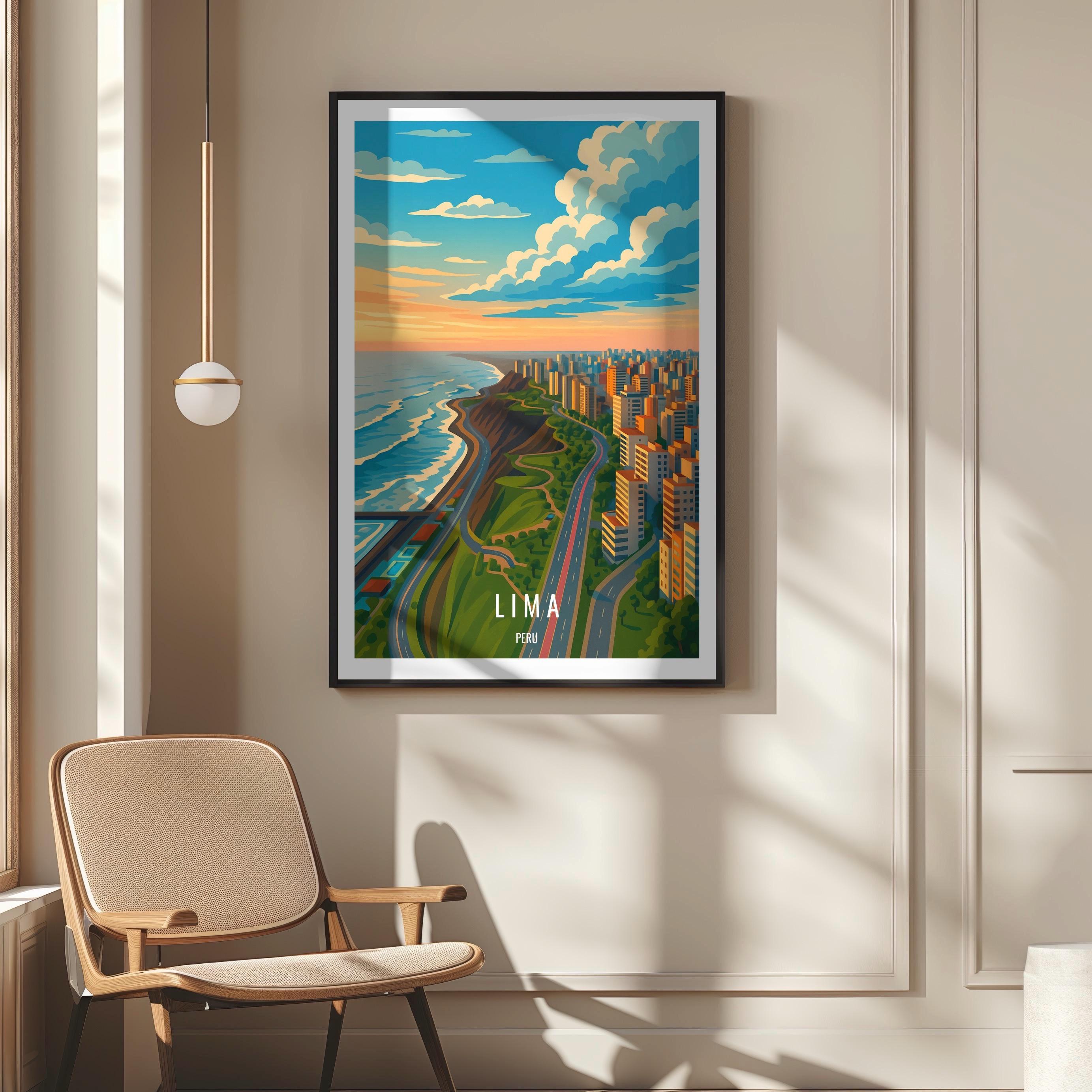 Lima Travel Poster Lima Print Wall Art Peru Illustration Home Decor ...