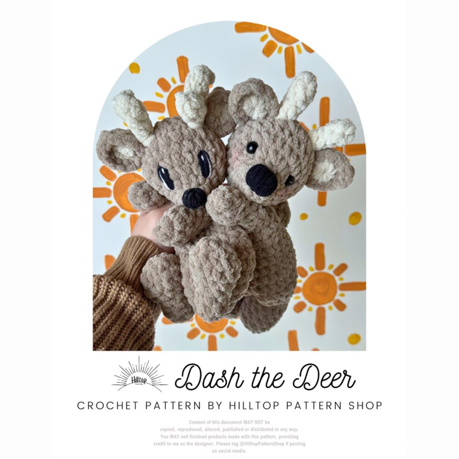 Crochet Pattern: Dash the Deer Snuggler or Plushie, Deer Crochet, Deer ...