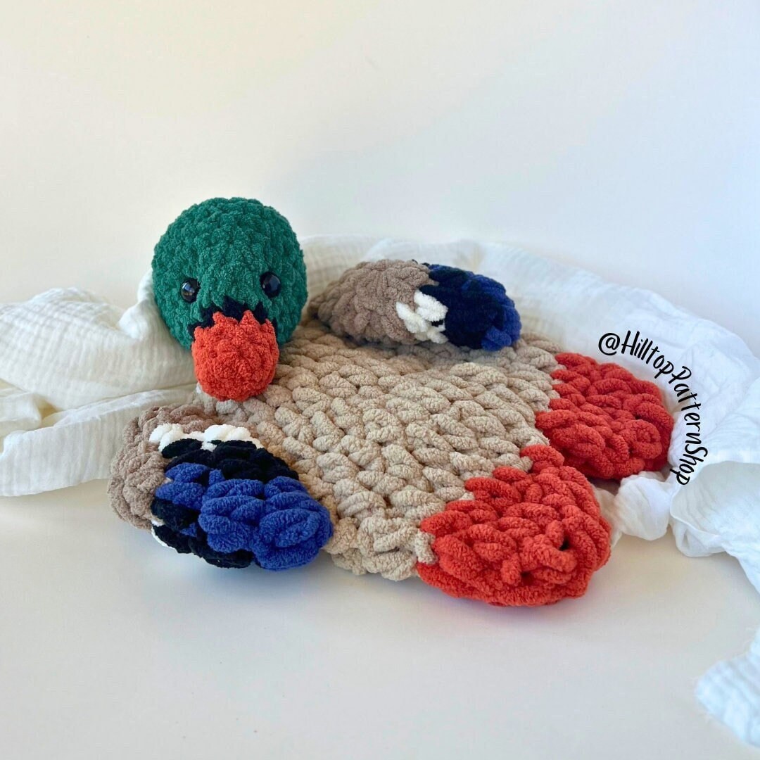 Crochet Pattern: Mallard Duck Lovey Snuggler, Amigurumi Crochet Pattern ...