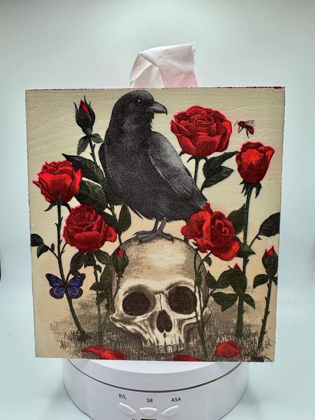 Skulls and Raven Tissue Box Cover - Spooky Elegant Halloween Decor - Etsy