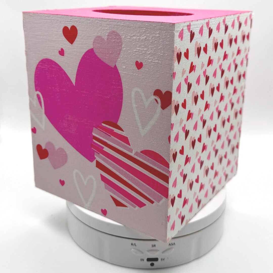 Handmade Valentine Heart Tissue Box Cover, Decoupage Wooden Decor - Etsy