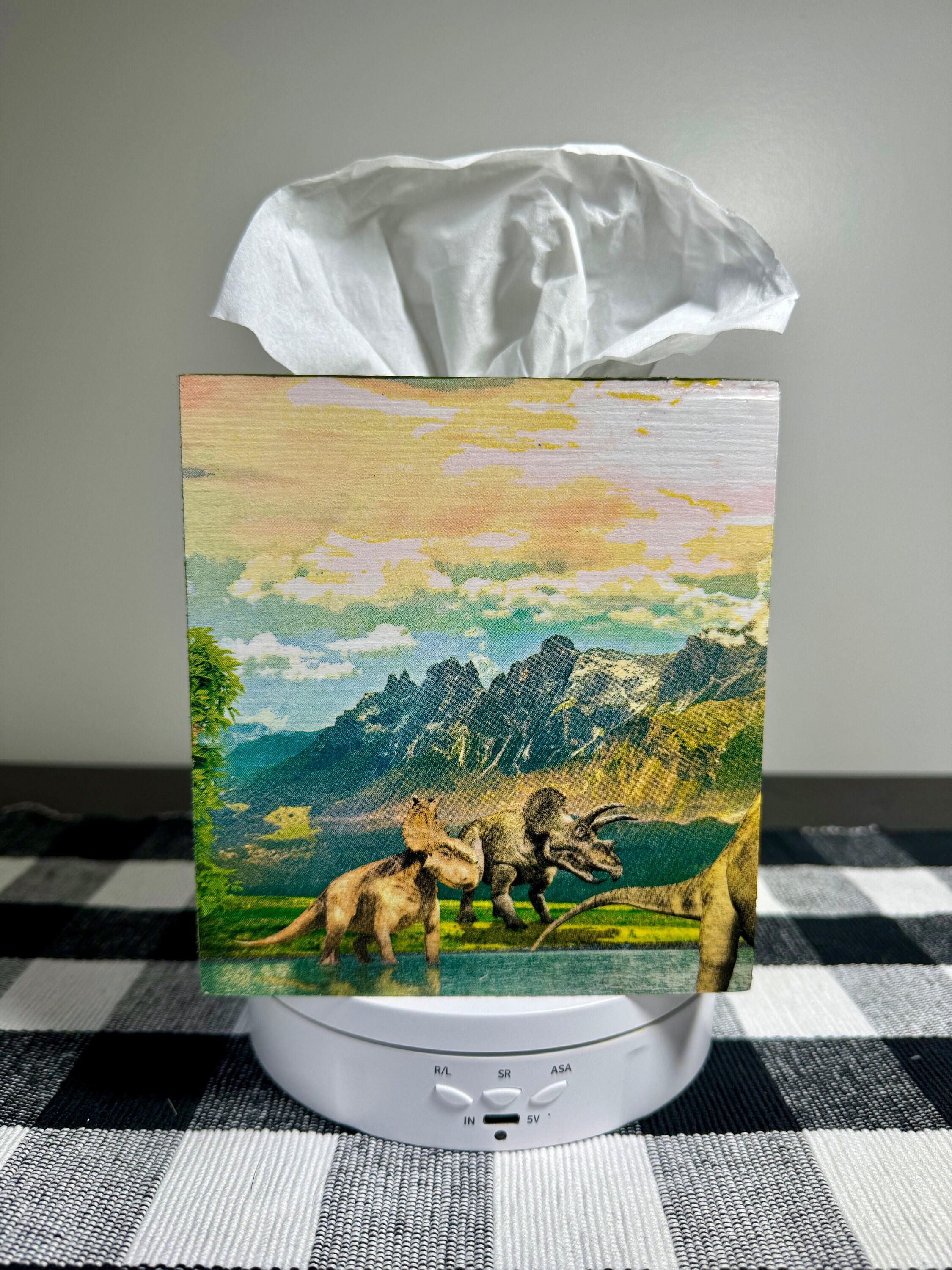Jurassic Dinosaur Wood Tissue Box Cover Handcrafted Home Decor ...