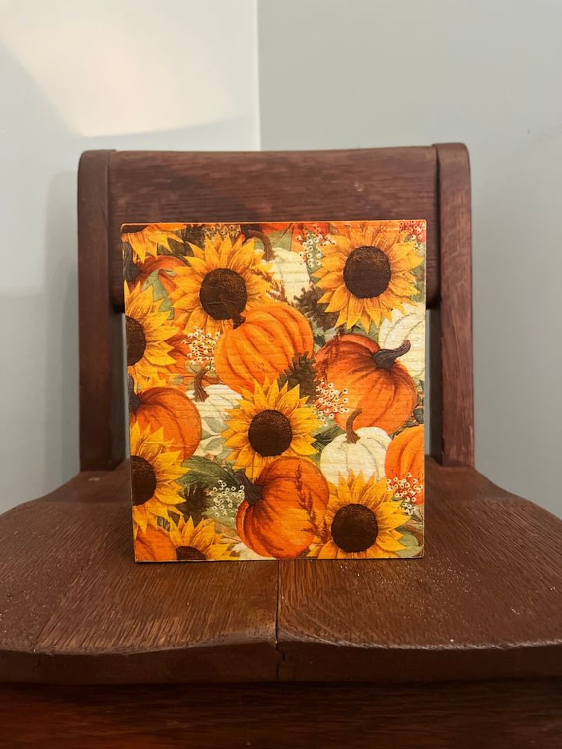 Rustic Fall Tissue Box Cover - Pumpkin and Sunflower Decor - Autumn ...