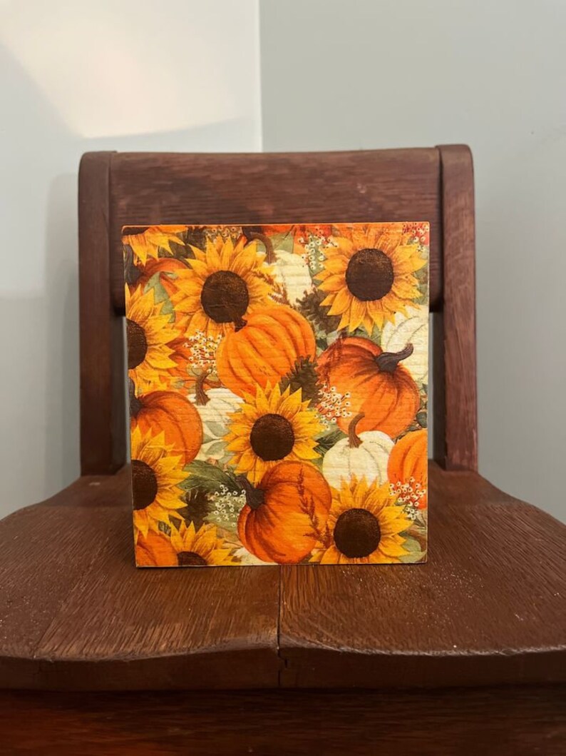Rustic Fall Tissue Box Cover - Pumpkin and Sunflower Decor - Autumn ...