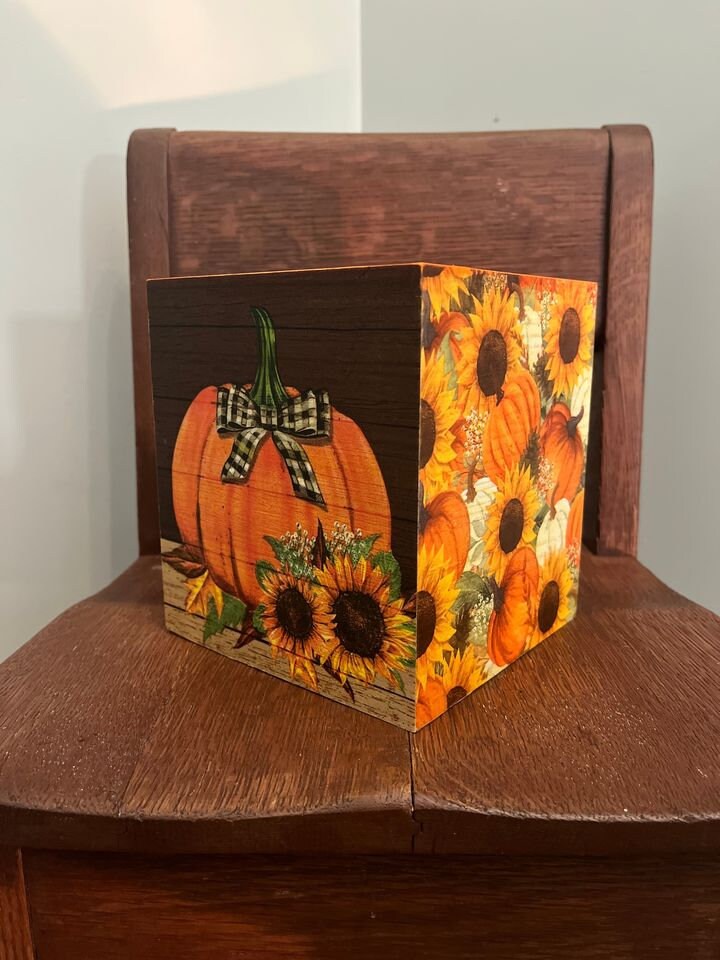 Rustic Fall Tissue Box Cover Pumpkin and Sunflower Decor Autumn Home ...