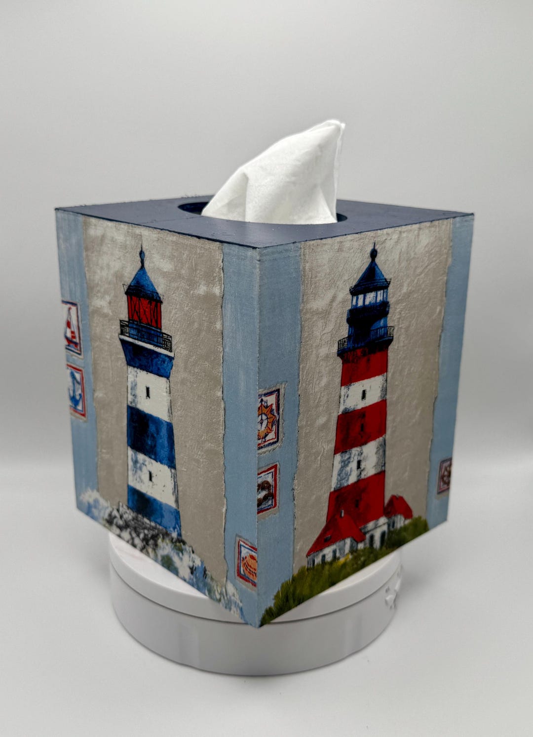 Lighthouse Tissue Box Cover - Nautical Coastal Decor - Etsy