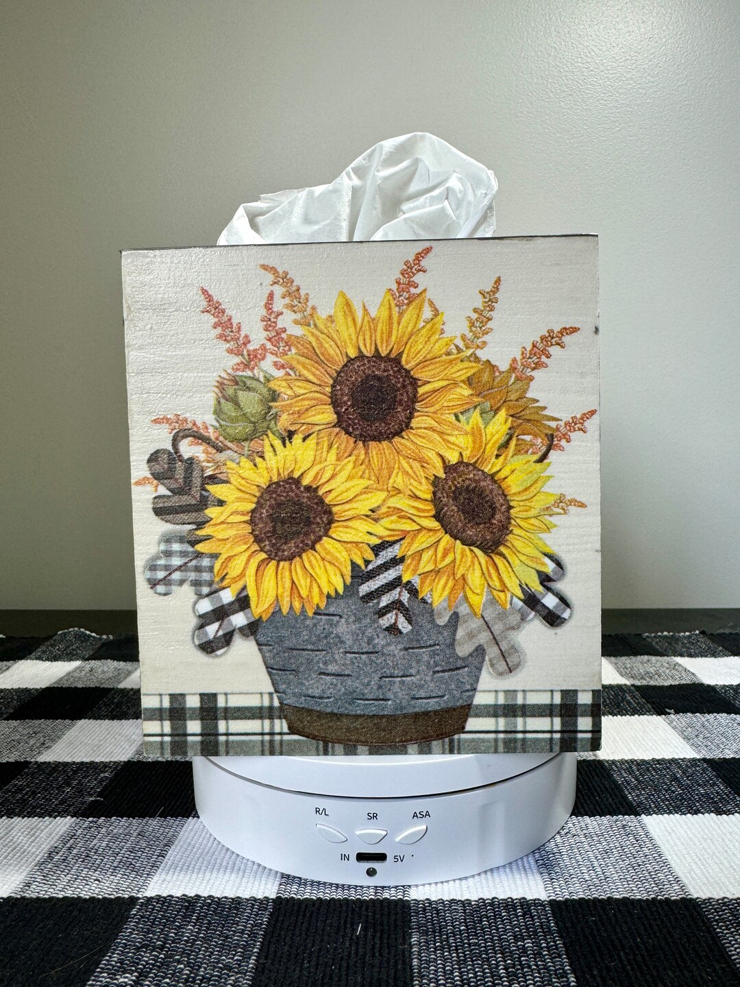 Handmade Sunflower Tissue Box Cover – Rustic Floral Tissue Holder for ...