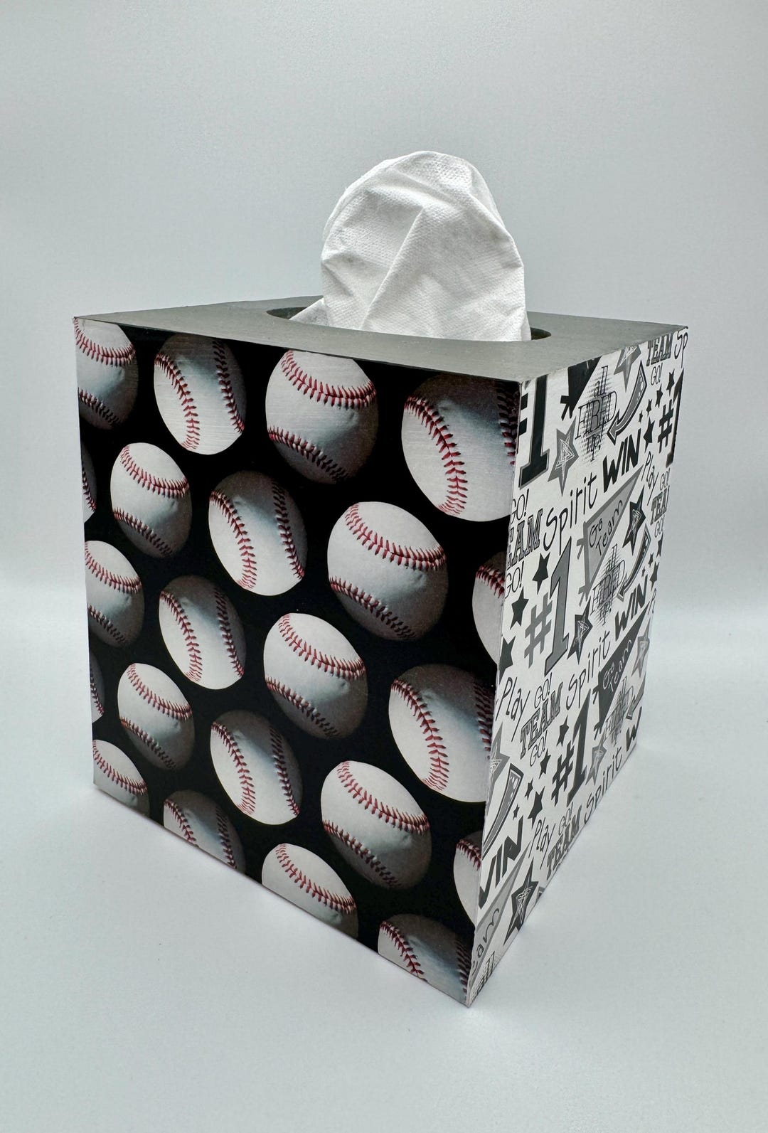 Baseball Tissue Box Cover | Baseballs & Sports Text | Sports Bathroom ...