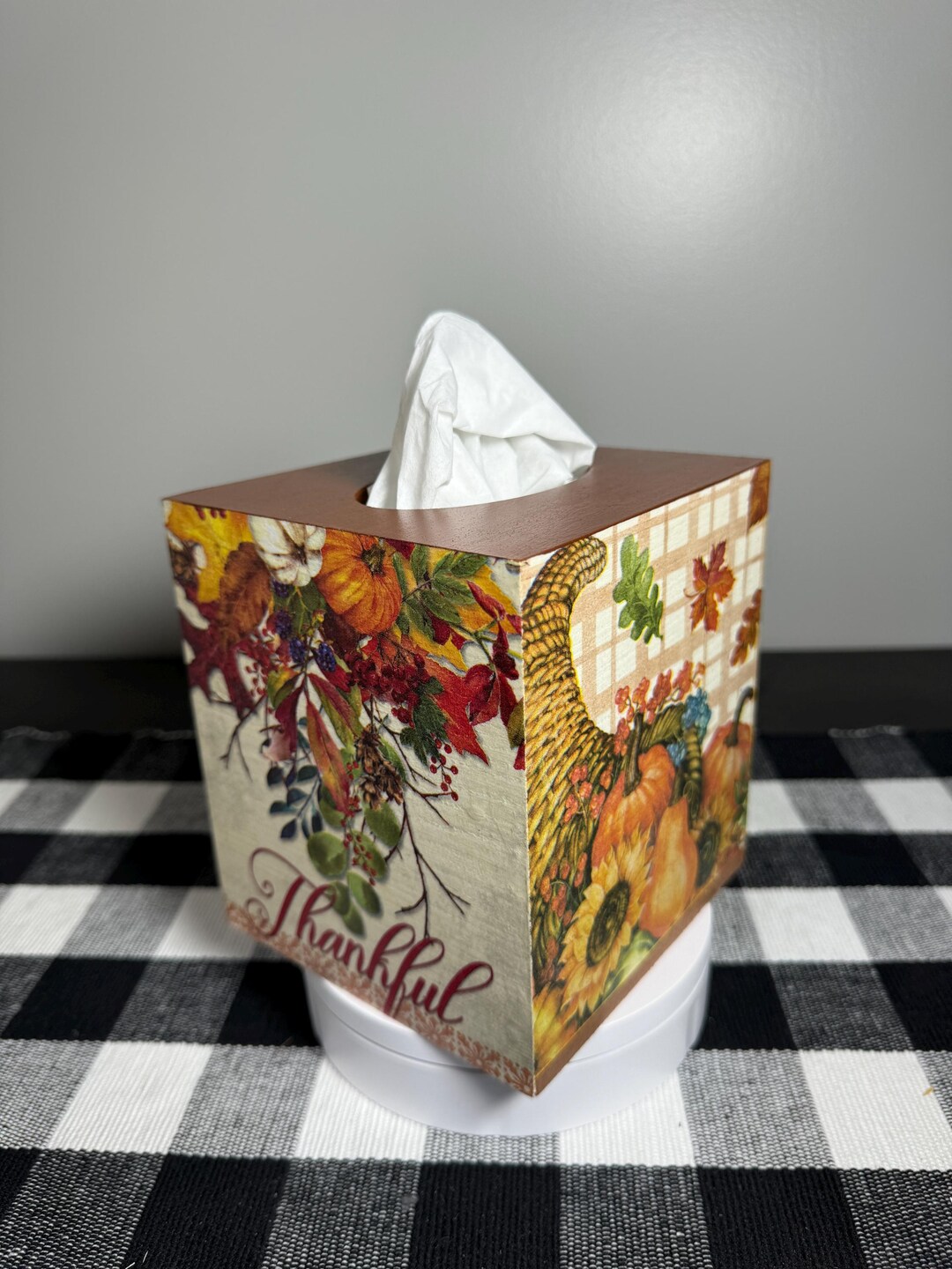 Fall Cornucopia Tissue Box Cover - Thanksgiving “thankful” Autumn Home ...